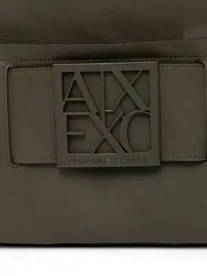 Armani Exchange Grained Leather Backpack With Logo Plaque