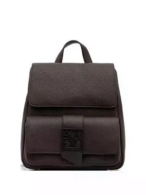 Armani Exchange Pebbled-effect Backpack With Logo Plaque - Brown