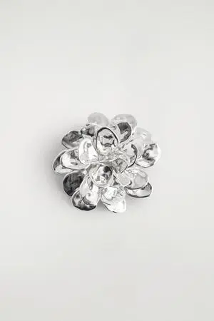 Cos Floral Brooch - Silver-colored