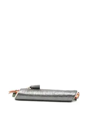ANYA HINDMARCH Metallic-effect Tassel-detail Pencil Case - Grey