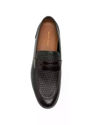 ALBERTO GOZZI Perforated Woven-effect Loafers