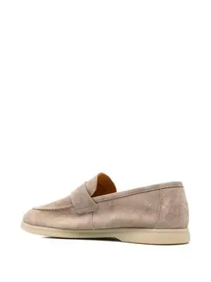 ALBERTO GOZZI Penny-slot Loafers In Beige Suede