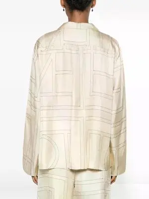 TOTEME Monogram Print Silk Shirt
