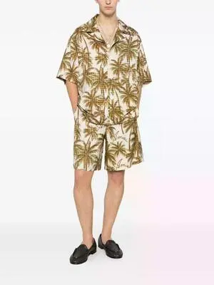 Amiri Logo Embroidered Palm Tree Print Shorts