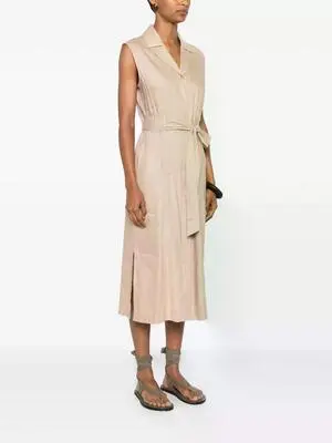Marc O'polo Beige Sleeveless Belted Dress
