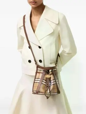 Burberry Mini Bucket Bag In Archive Beige Check
