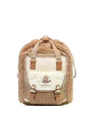DOUGHNUT Fleece Backpack With Bear Embroidery - Brown