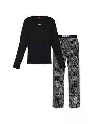 DIESEL® Logo-print Pajamas - Black