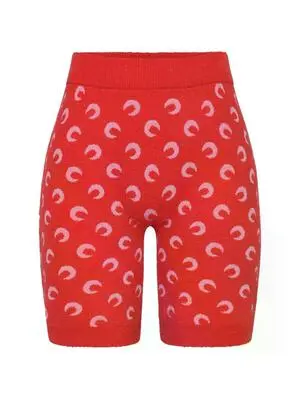 MARINE SERRE Moon Print Bouclette Mini Shorts - Red