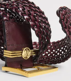 Etro Woven Leather Belt With Coin Buckle