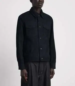 Rag & Bone Suede Trucker Jacket - Navy