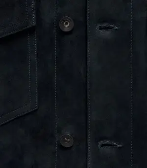 Rag & Bone Suede Trucker Jacket - Navy