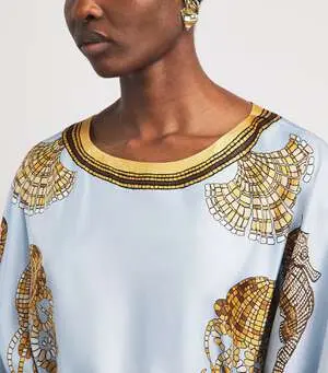 La DoubleJ Printed Silk Kaftan Maxi Dress