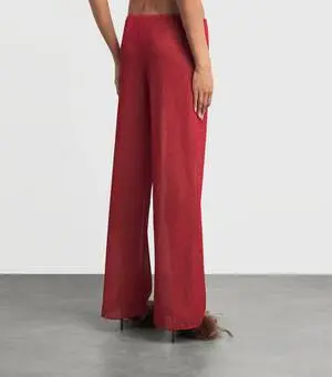 Oseree Metallic Wide-leg Trousers - Red