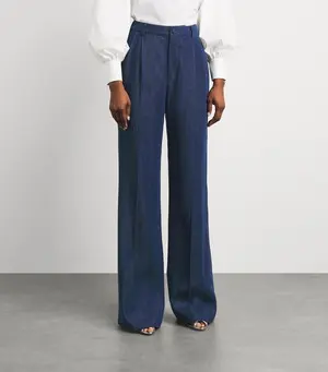 Huishan Zhang Chambray Wide-leg Trousers