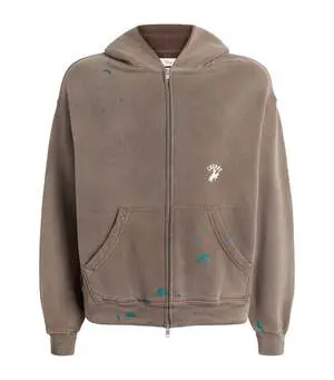 CHERRY LOS ANGELES Distressed Zip-up Hoodie - Brown