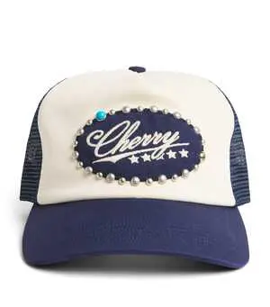 CHERRY LOS ANGELES Embellished Trucker Cap - Navy