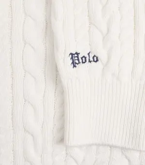 Polo Ralph Lauren Cotton-linen Cable-knit Sweater With Striped Collar