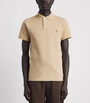 Polo Ralph Lauren Cotton Mesh Slim Fit Polo Shirt With Signature Pony Logo - Brown