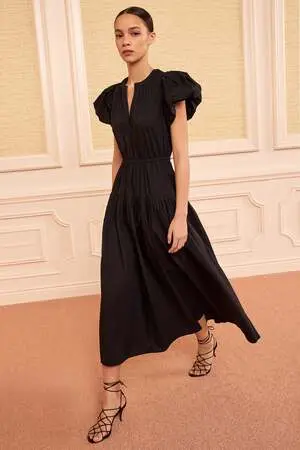 Ulla Johnson Marin Cotton Poplin Midi Dress - Noir