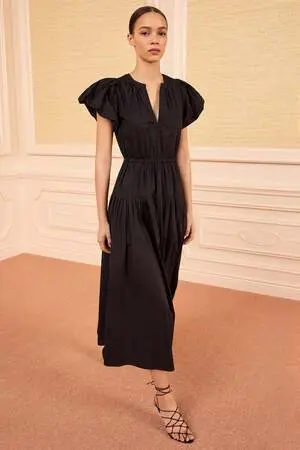 Ulla Johnson Marin Cotton Poplin Midi Dress - Noir