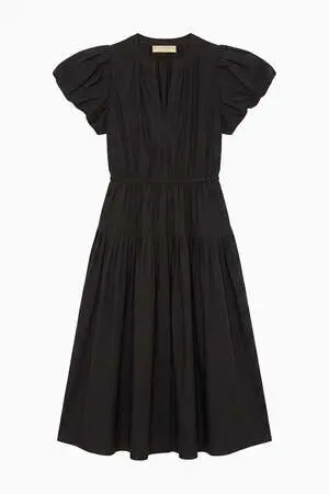 Ulla Johnson Marin Cotton Poplin Midi Dress - Noir