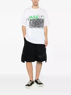 Comme Des Garçons Slogan Print Cargo Shorts