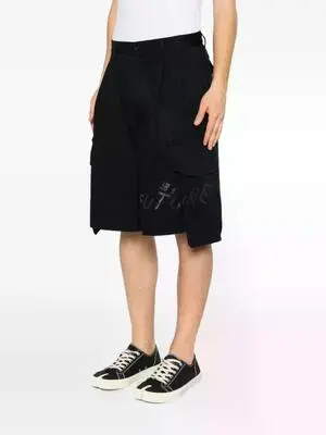 Comme Des Garçons Slogan Print Cargo Shorts