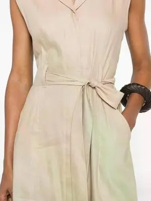 Marc O'polo Belted Sleeveless Dress In Beige