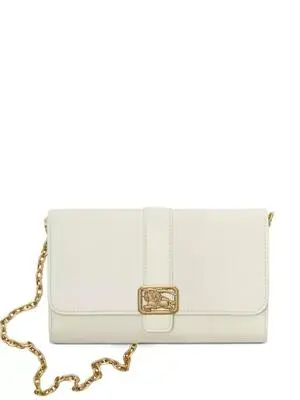 Burberry Rider Leather Wallet With Chain Strap - Neutrals