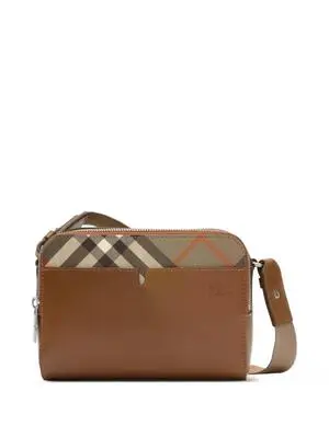 Burberry Check Canvas And Calf Leather Crossbody Bag - Brown