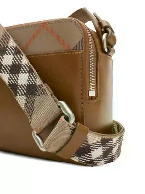 Burberry Check Canvas And Calf Leather Crossbody Bag