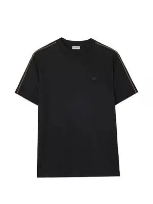 Burberry Check Piping Cotton T-shirt - Black