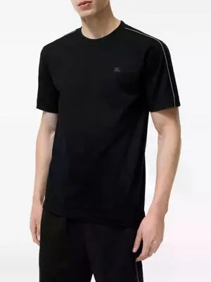 Burberry Check Piping Cotton T-shirt - Black