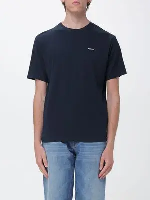 Woolrich Crew-neck Cotton T-shirt With Contrast Logo Print - Blue