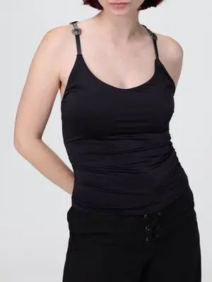 Pinko Slim Fit Stretch-fabric Top With Criss-cross Straps And Stud Embellishments
