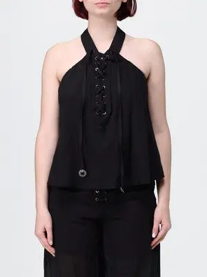 Pinko Cotton Halter Neck Top With Braided Tie-up Straps