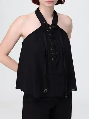 Pinko Cotton Halter Neck Top With Braided Tie-up Straps