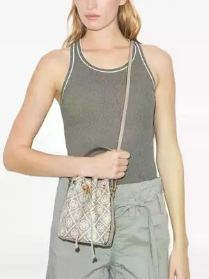 Tory Burch T Monogram Mini Bucket Bag - Grey