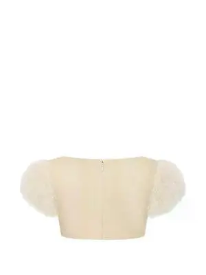 Dsquared2 Feather-trim Lace-panel Cropped Top