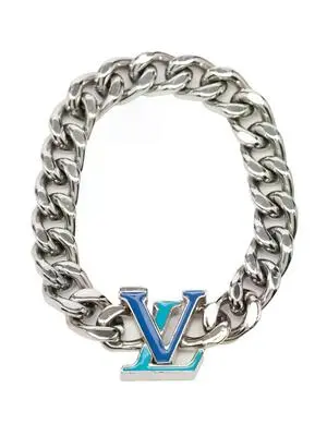 LOUIS VUITTON 2022 Stainless Steel Enamel Chain Bracelet - Silver
