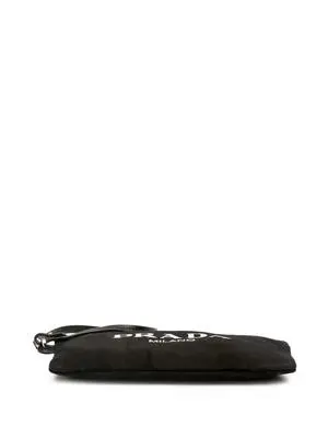 Prada Canapa Canvas Logo Wristlet Pouch
