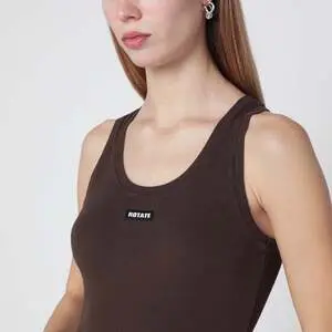 ROTATE BY BIRGER CHRISTENSEN Ribbed Cotton-blend Tank Top