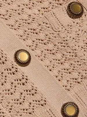 L'Agence Orla Pointelle Knit Cardigan - Light Cappuccino/gold