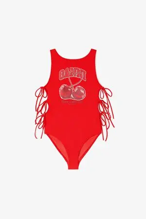 GANNI Cherry Print Swimsuit - Red