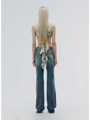 Alessandra Rich Slim Fitted Flared Denim Jeans