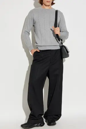 Eleventy Ribbed Crew Neck Sweater - Gray