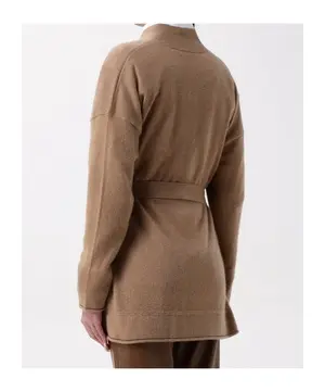 Max Mara Belted V-neck Cardigan With Lace-up Detail
