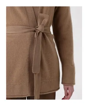 Max Mara Belted V-neck Cardigan With Lace-up Detail