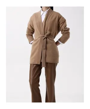 Max Mara Belted V-neck Cardigan With Lace-up Detail